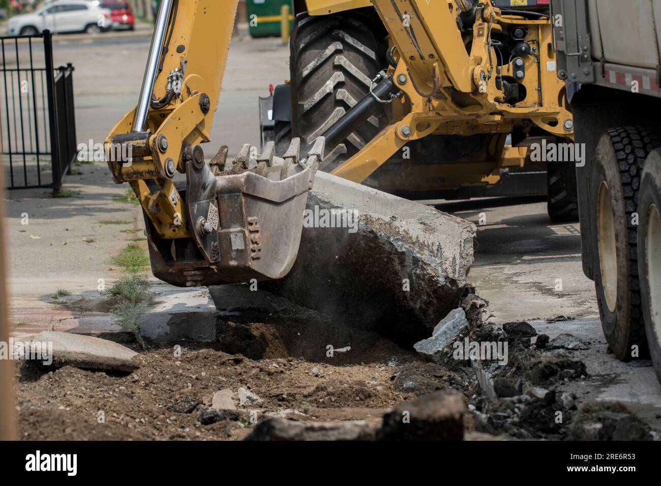 Construction sidewalk demolition work Stock Photo - Alamy
