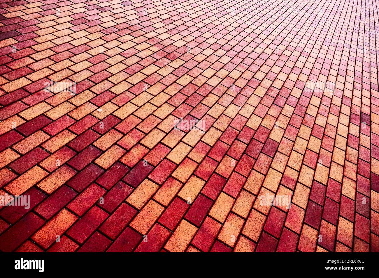 Red brick pattern texture in angular perspective view Stock Photo - Alamy