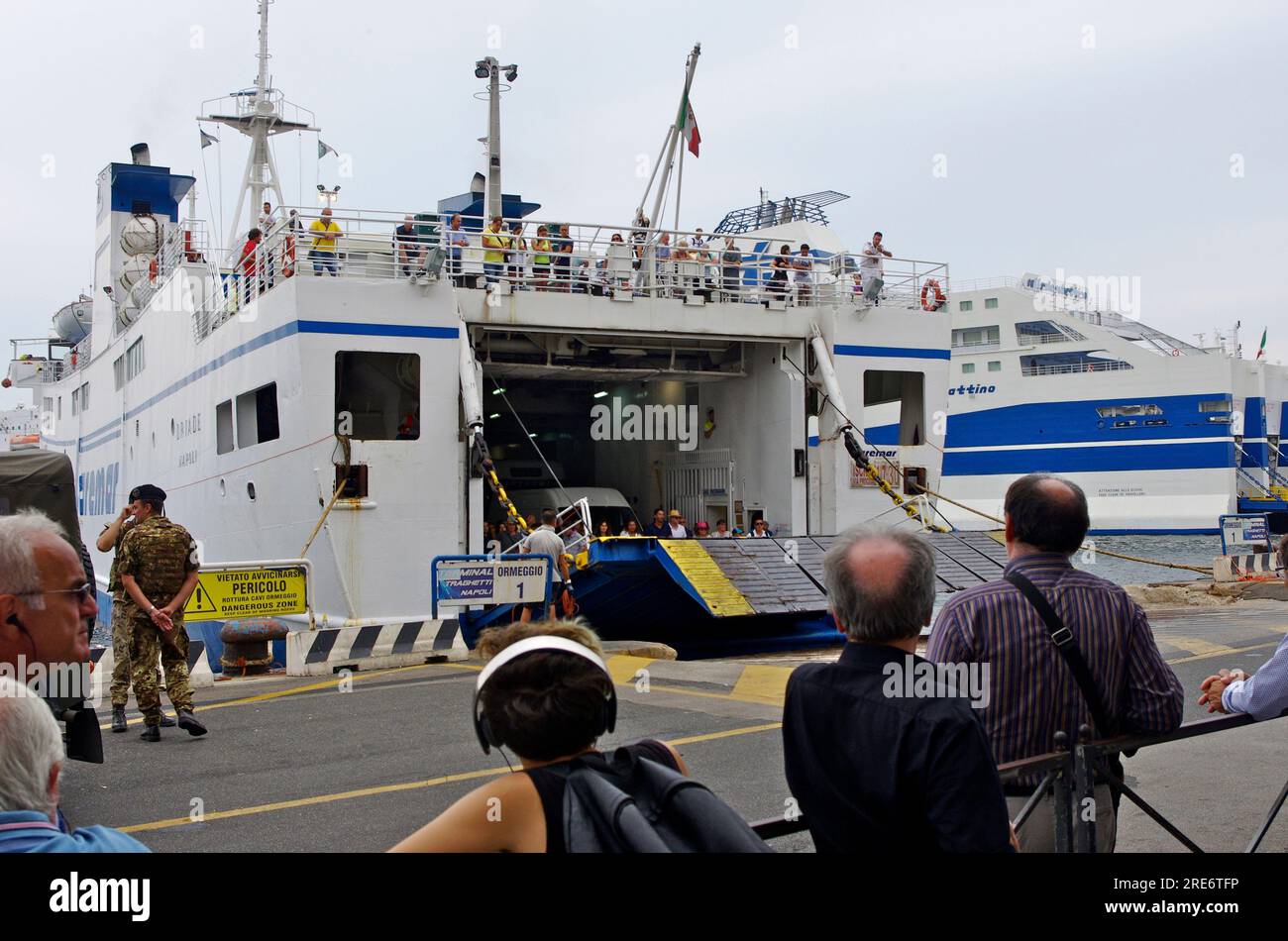 Caramar ferry from the island of Ischia arriving at Naples ferry ...