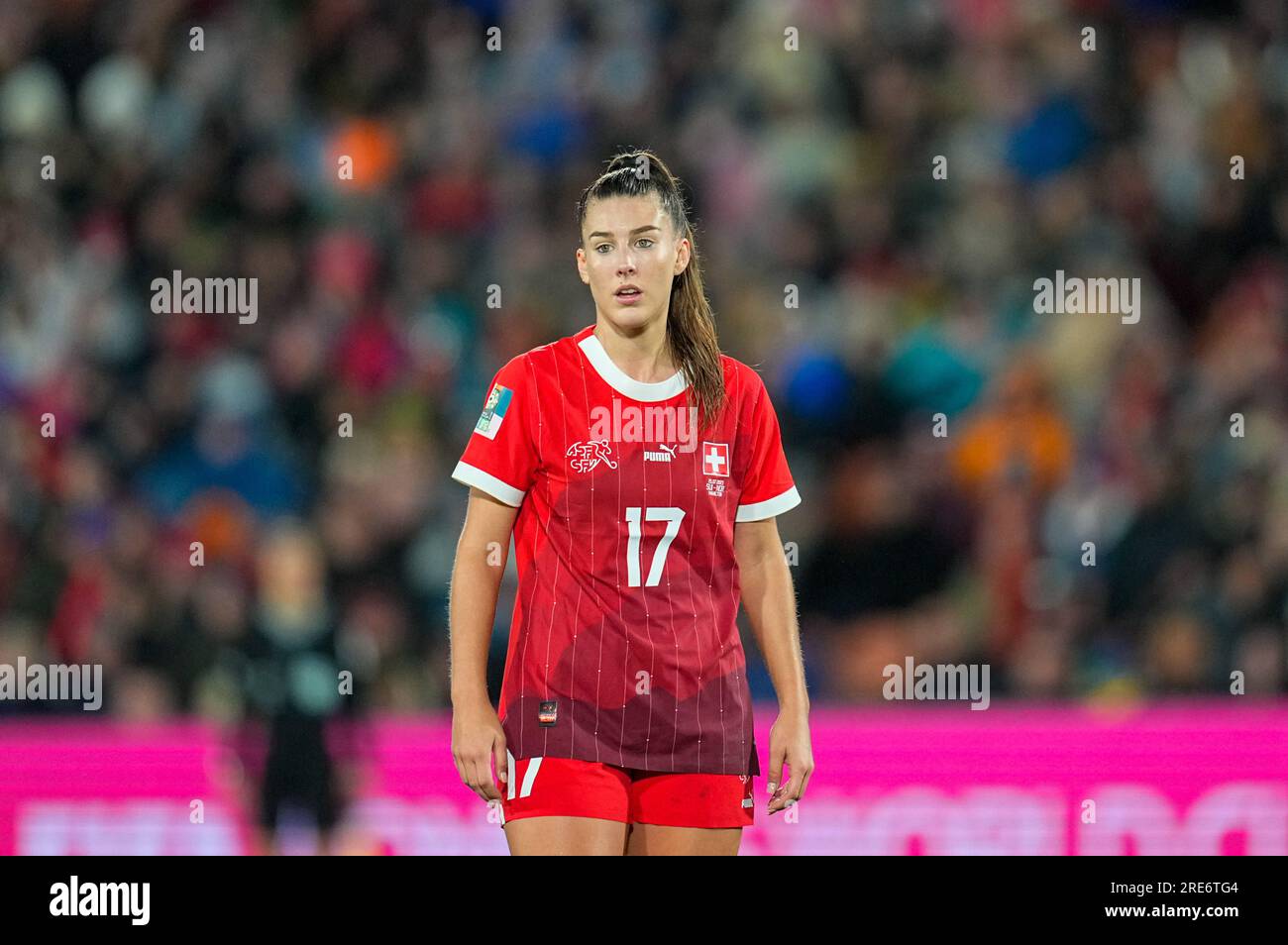 July 25 2023: Seraina Piubel (Switzerland) looks on during a Group A ...