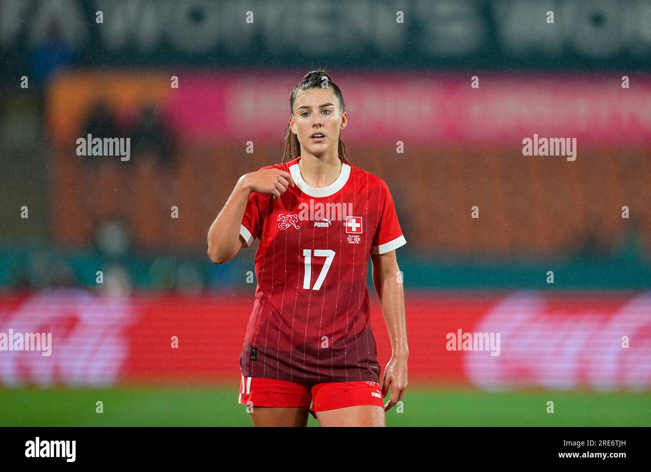 July 25 2023: Seraina Piubel (Switzerland) looks on during a Group A ...