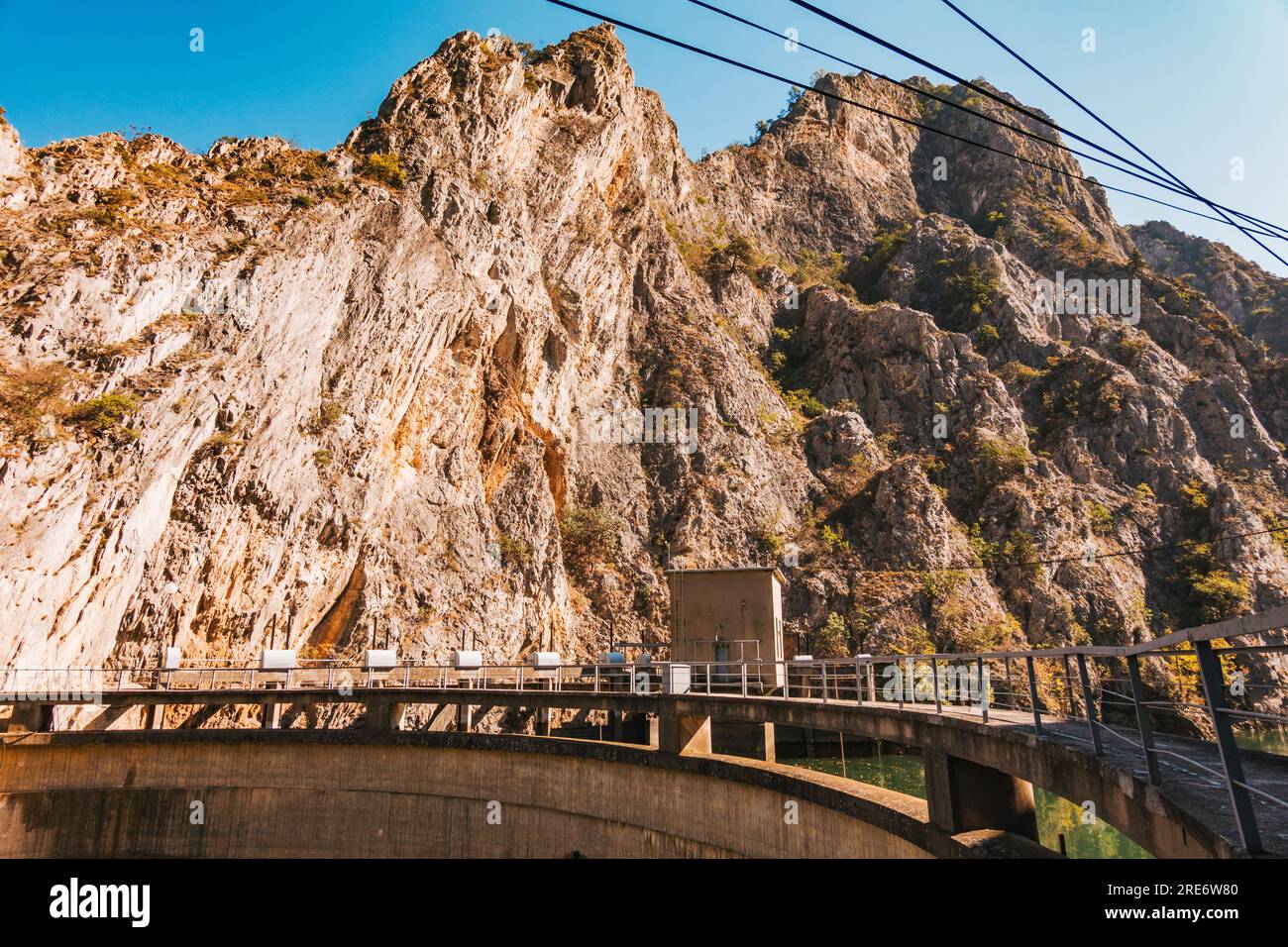the St. Andrew Dam in Matka Canyon, North Macedonia. Built 1938 to ...
