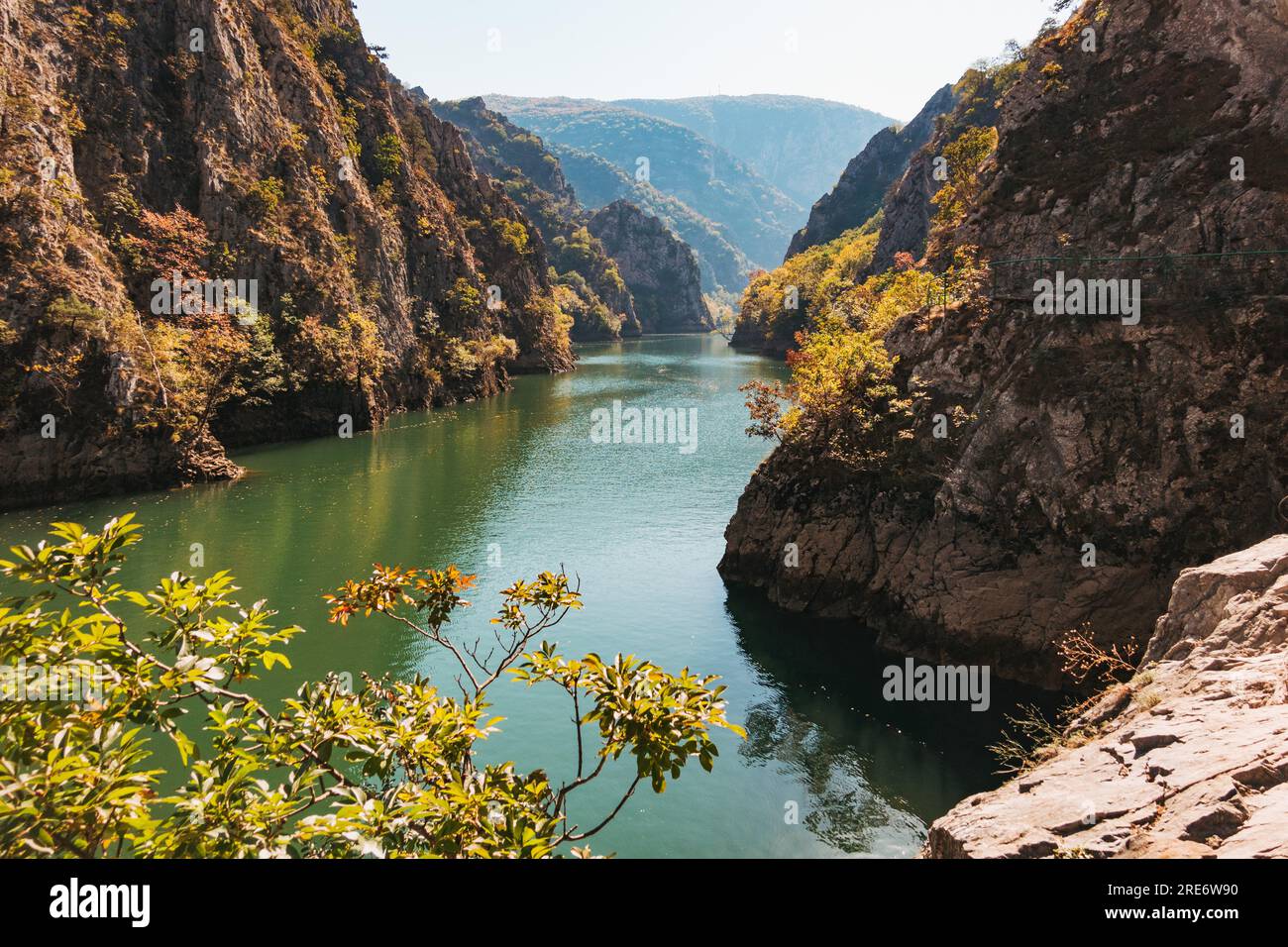 Lake Matka in North Macedonia, seen in autumn. The lake is man-made as ...