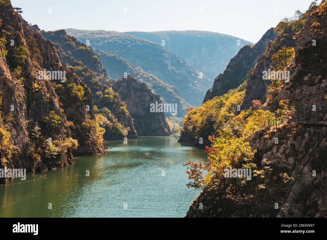 Lake Matka in North Macedonia, seen in autumn. The lake is man-made as ...