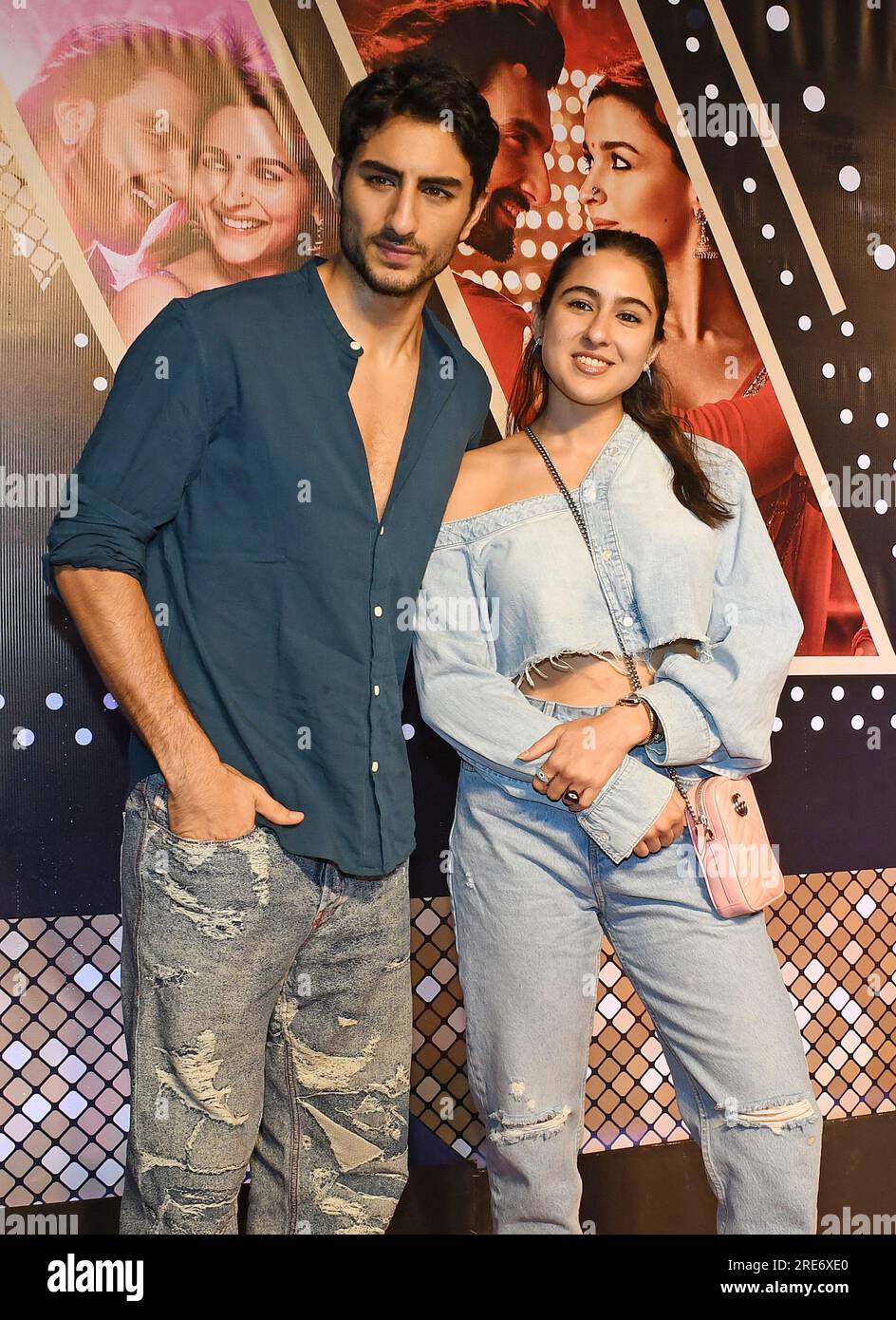 Mumbai, India. 25th July, 2023. L-R Ibrahim Ali Khan (son of actor Saif Ali Khan) and Bollywood ...