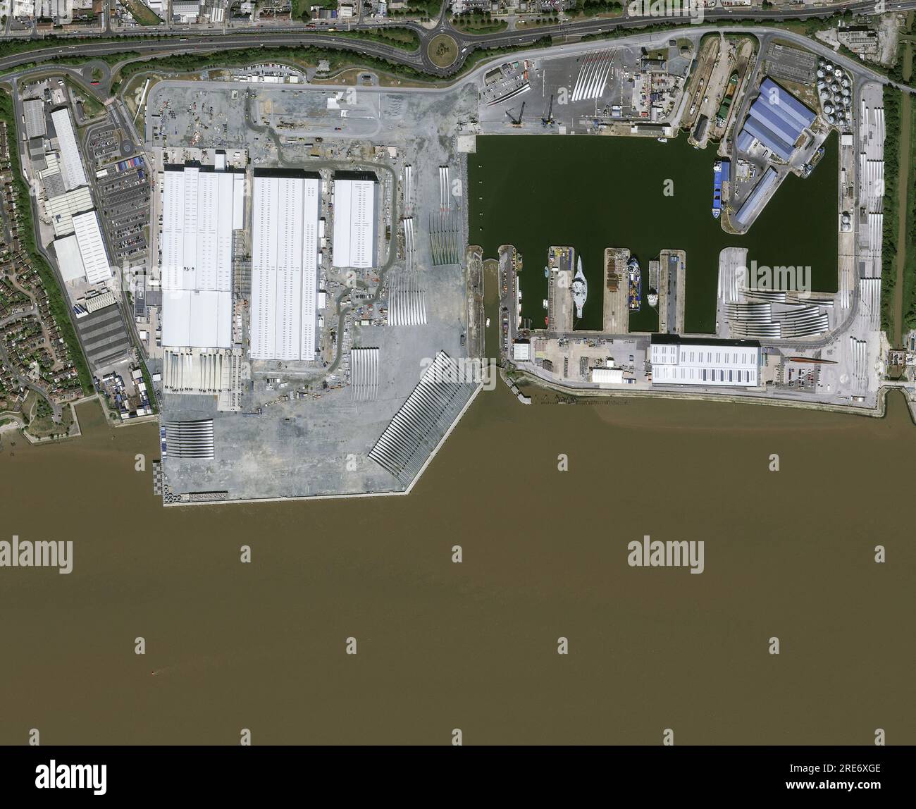 Giant wind turbine factory, Hull, UK, satellite image Stock Photo - Alamy