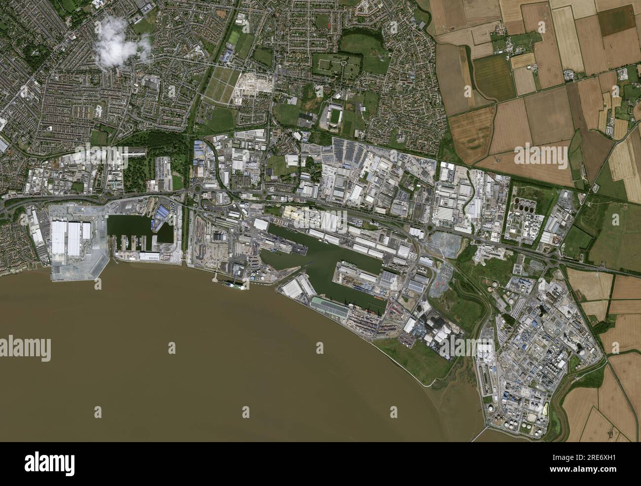 Giant wind turbine factory, Hull, UK, satellite image Stock Photo - Alamy