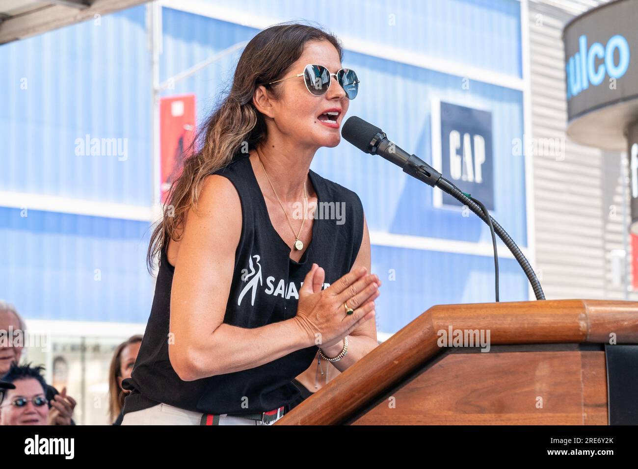 Jill Hennessy Speaks At Rock The City For A Fair Contract Sag Aftra