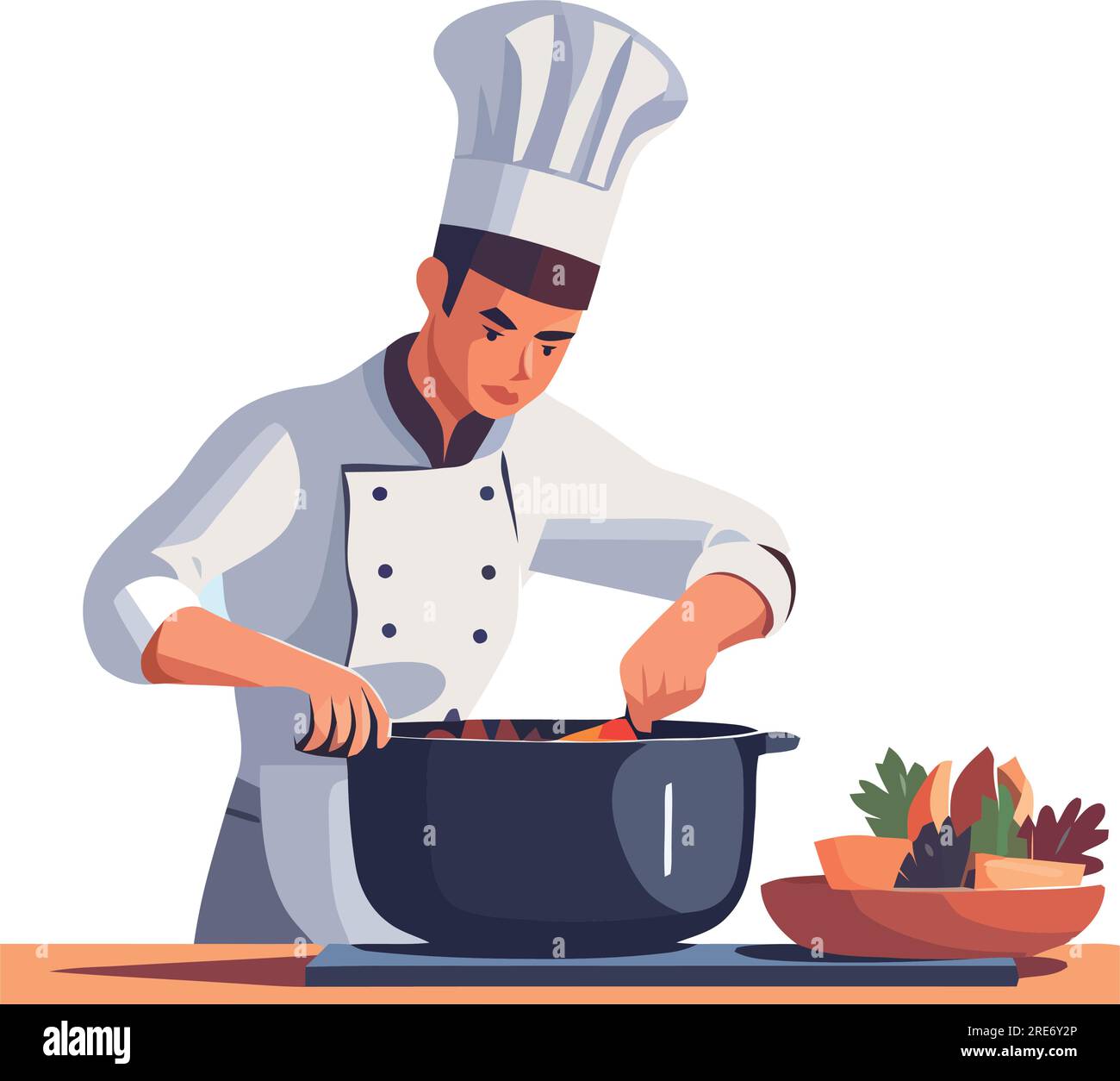 Chef preparing gourmet meal over white Stock Vector Image & Art - Alamy