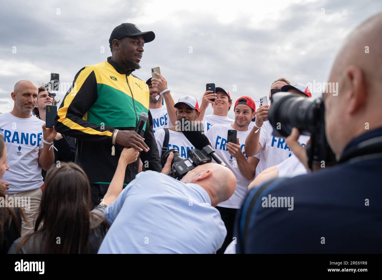 Paris, France. 25th July, 2023. Jamaican sprinter Usain Bolt attends ...