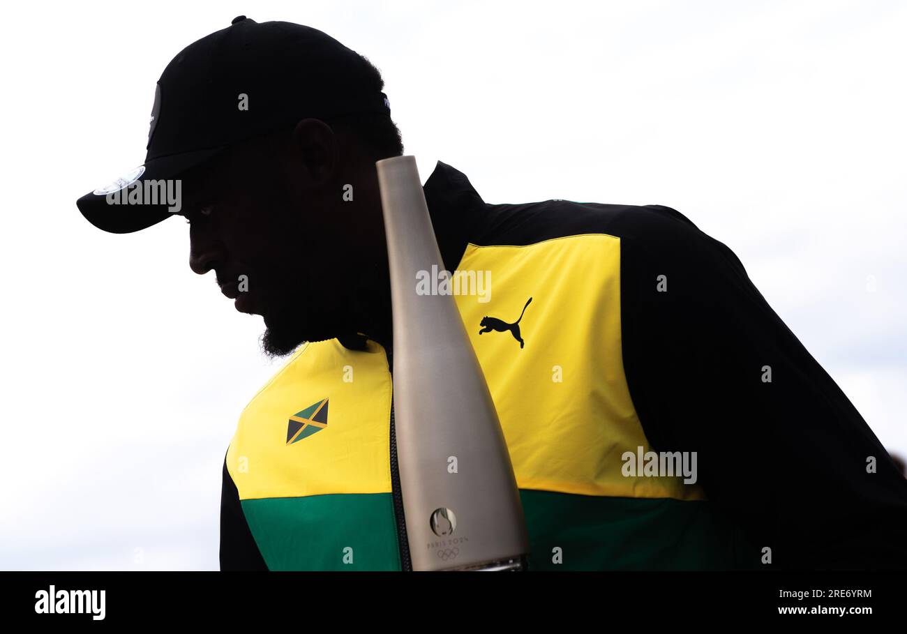 Paris, France. 25th July, 2023. Jamaican sprinter Usain Bolt attends ...