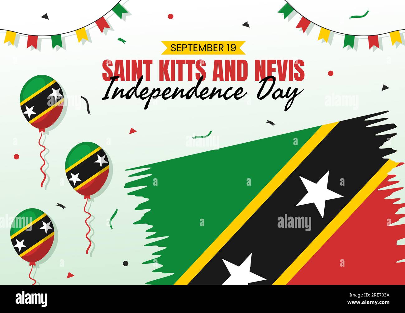 Happy Independence Day Saint Kitts and Nevis Vector Illustration with ...