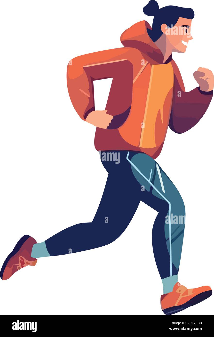 Muscular athlete running with speed and success over white Stock Vector ...