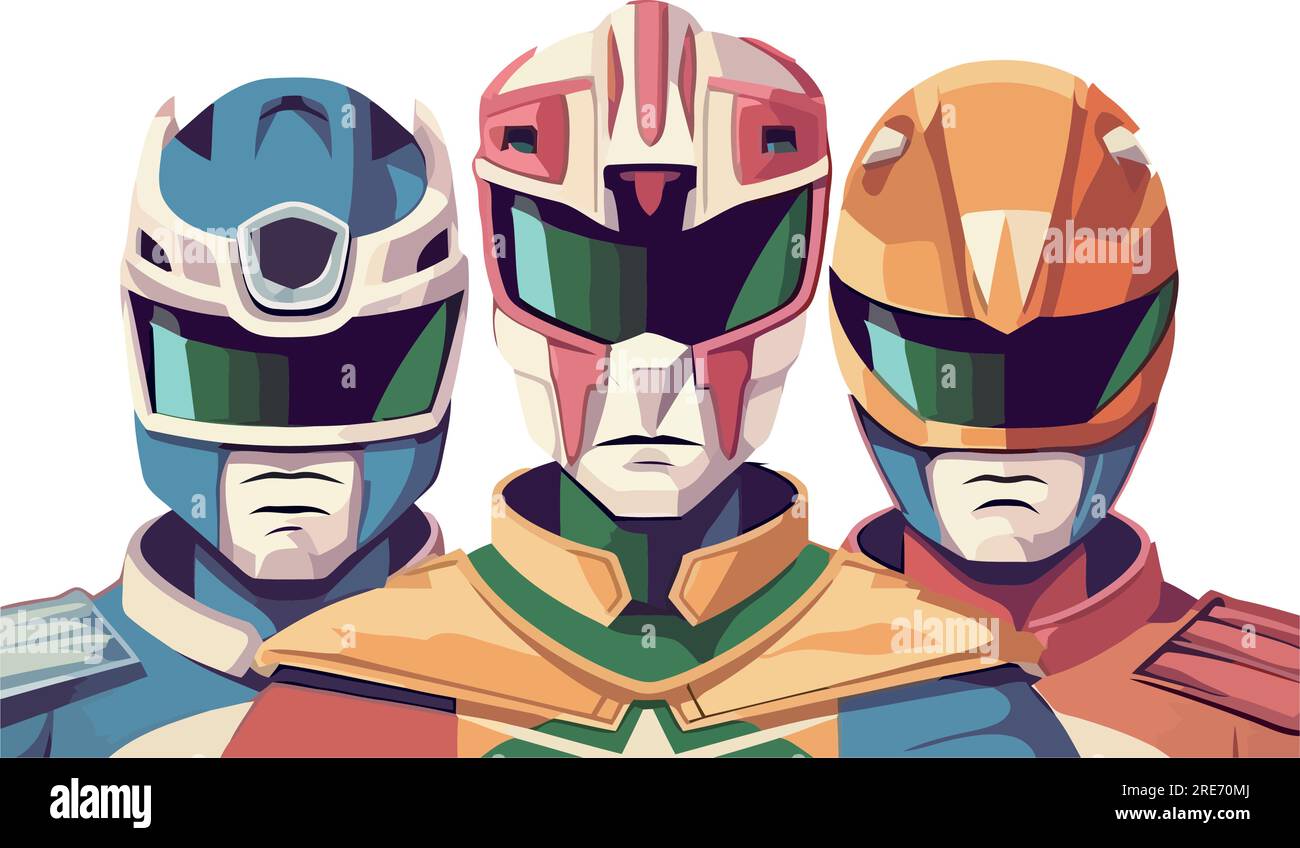 group of heroes in robotic suits over white Stock Vector Image & Art ...