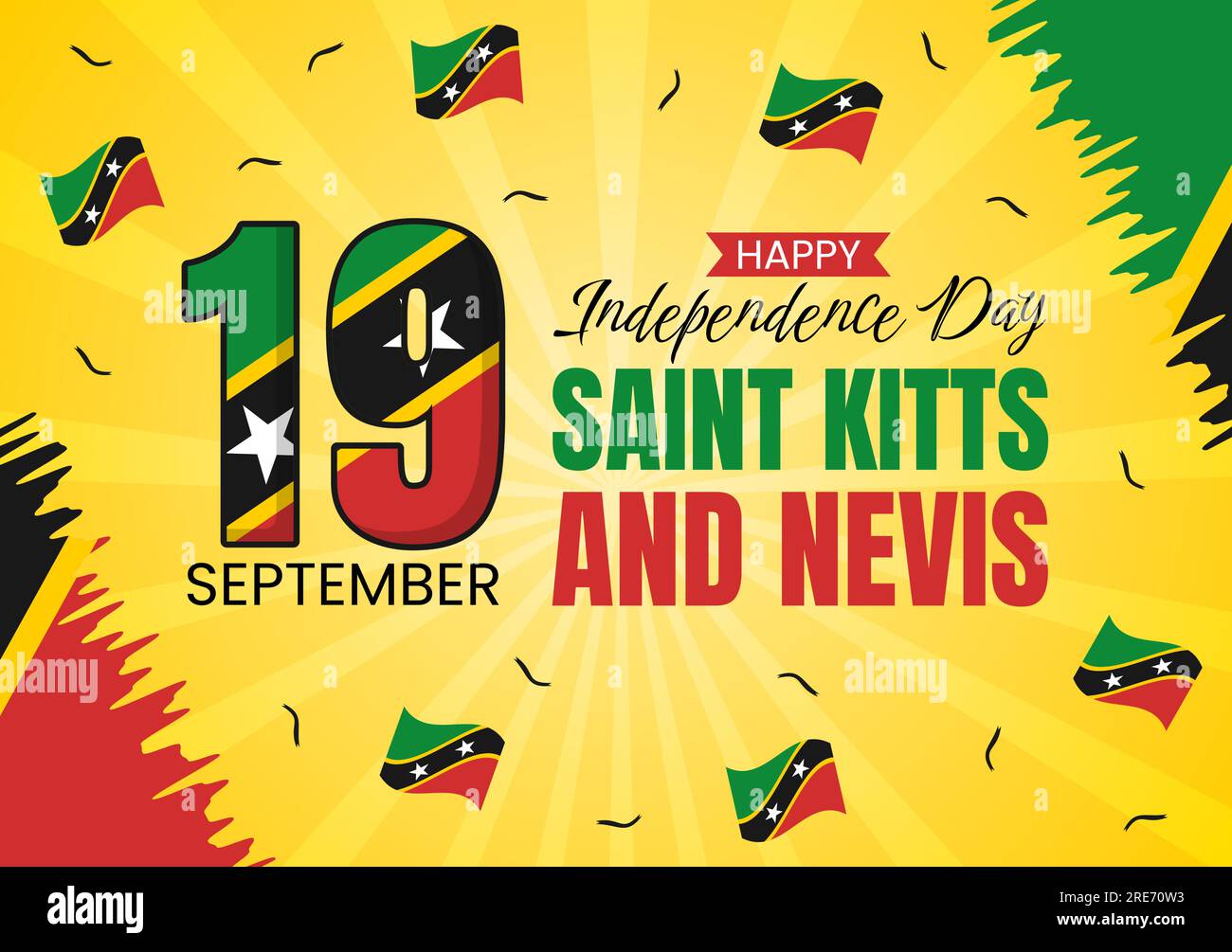 Happy Independence Day Saint Kitts and Nevis Vector Illustration with ...