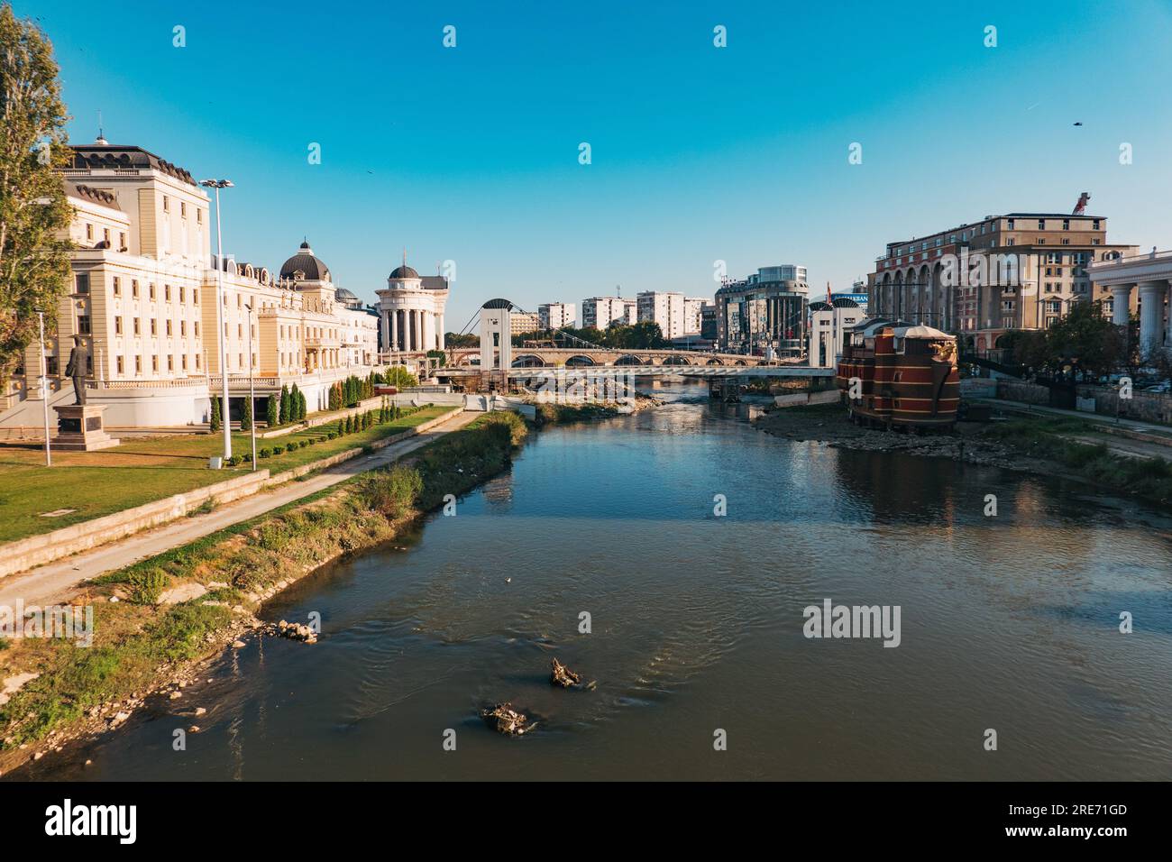 a much-ridiculed fake galleon ship mounted on the banks of the Vardar ...