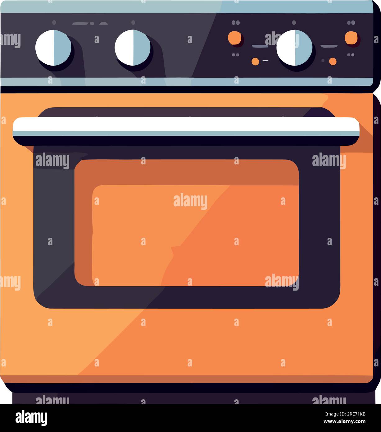 orange kitchen oven over white Stock Vector Image & Art - Alamy