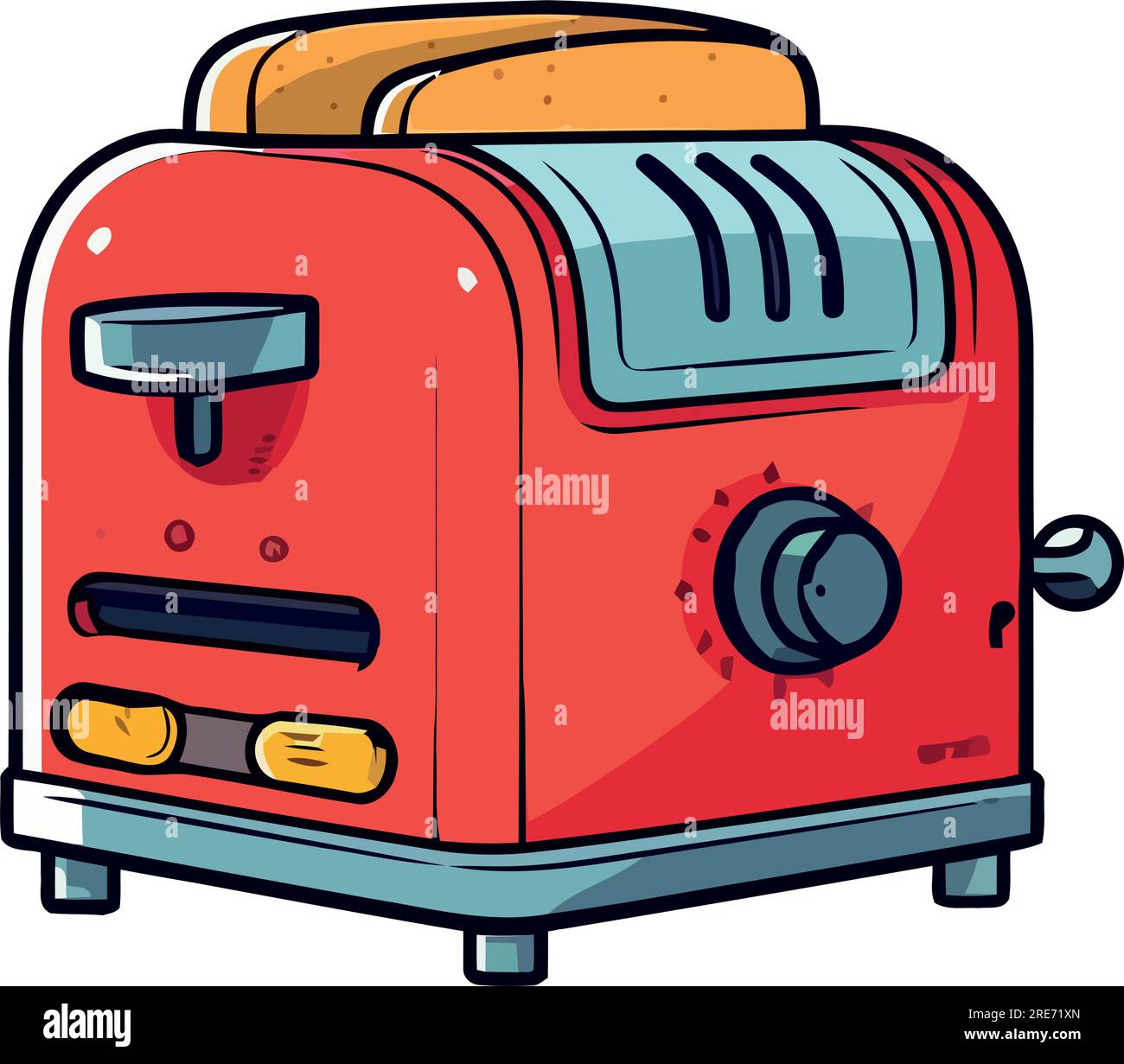 red kitchenware toaster over white Stock Vector Image & Art - Alamy