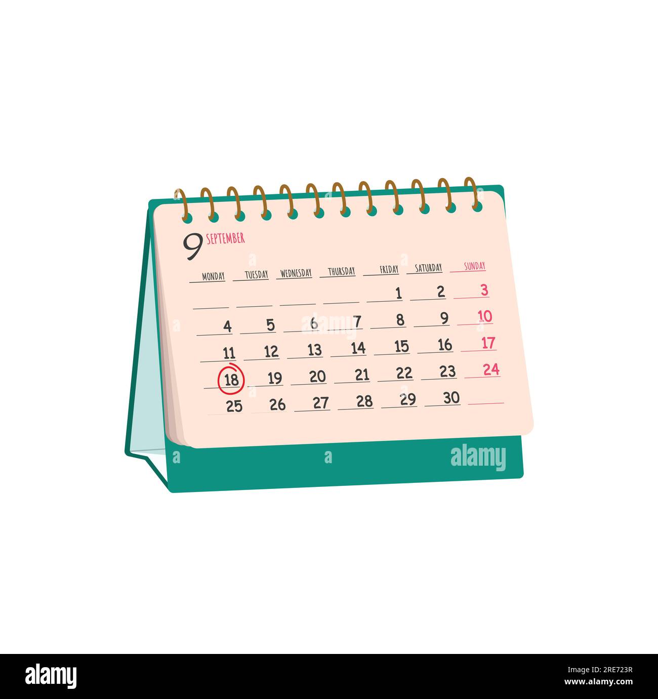 Calendar flat color illustration vector isolated on white background ...
