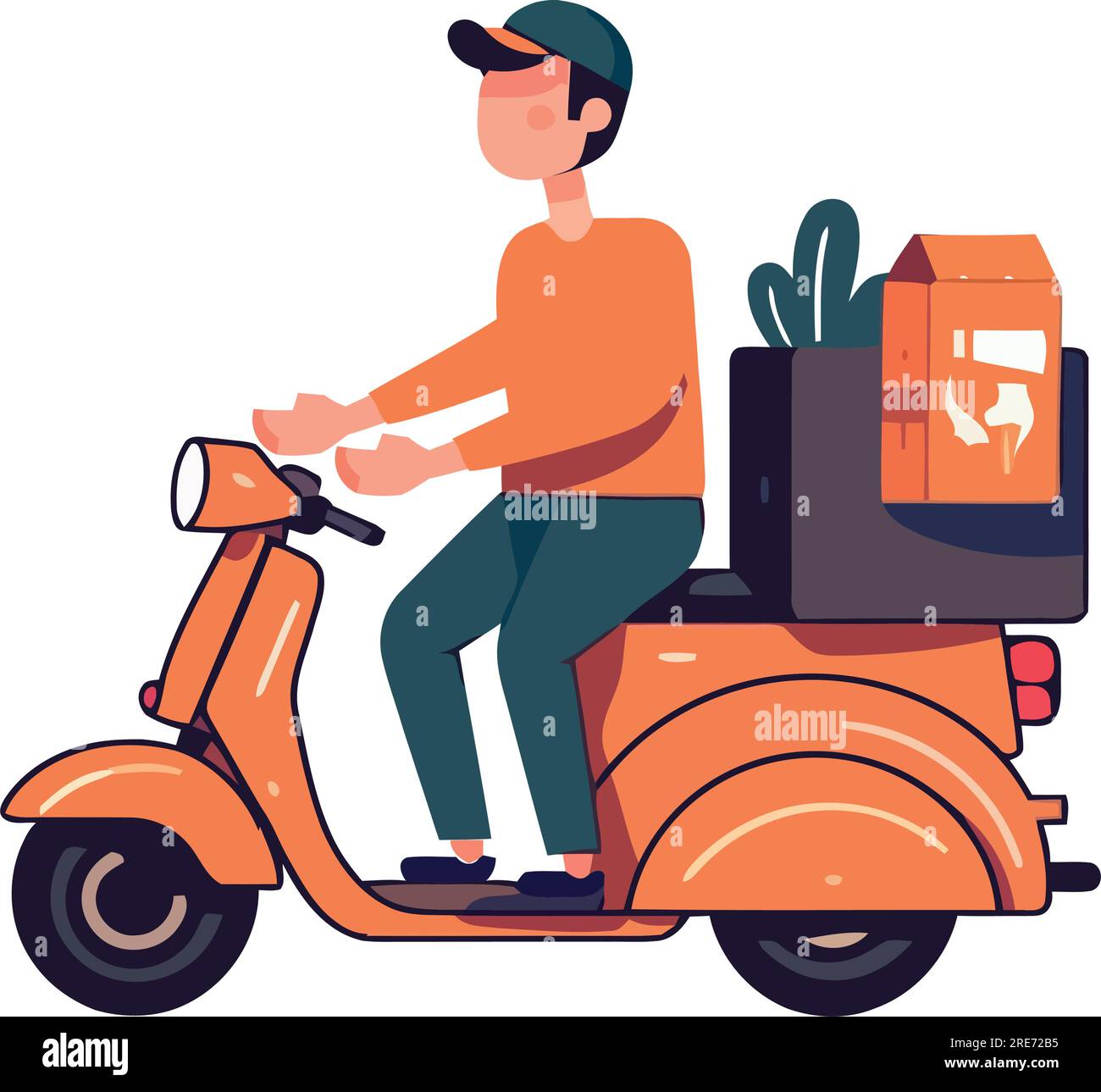 Motorcycle messenger delivering package over white Stock Vector Image ...