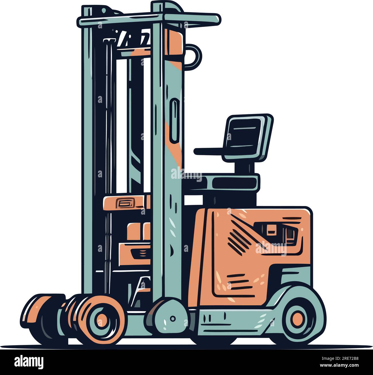 delivering cargo containers with forklifts over white Stock Vector ...