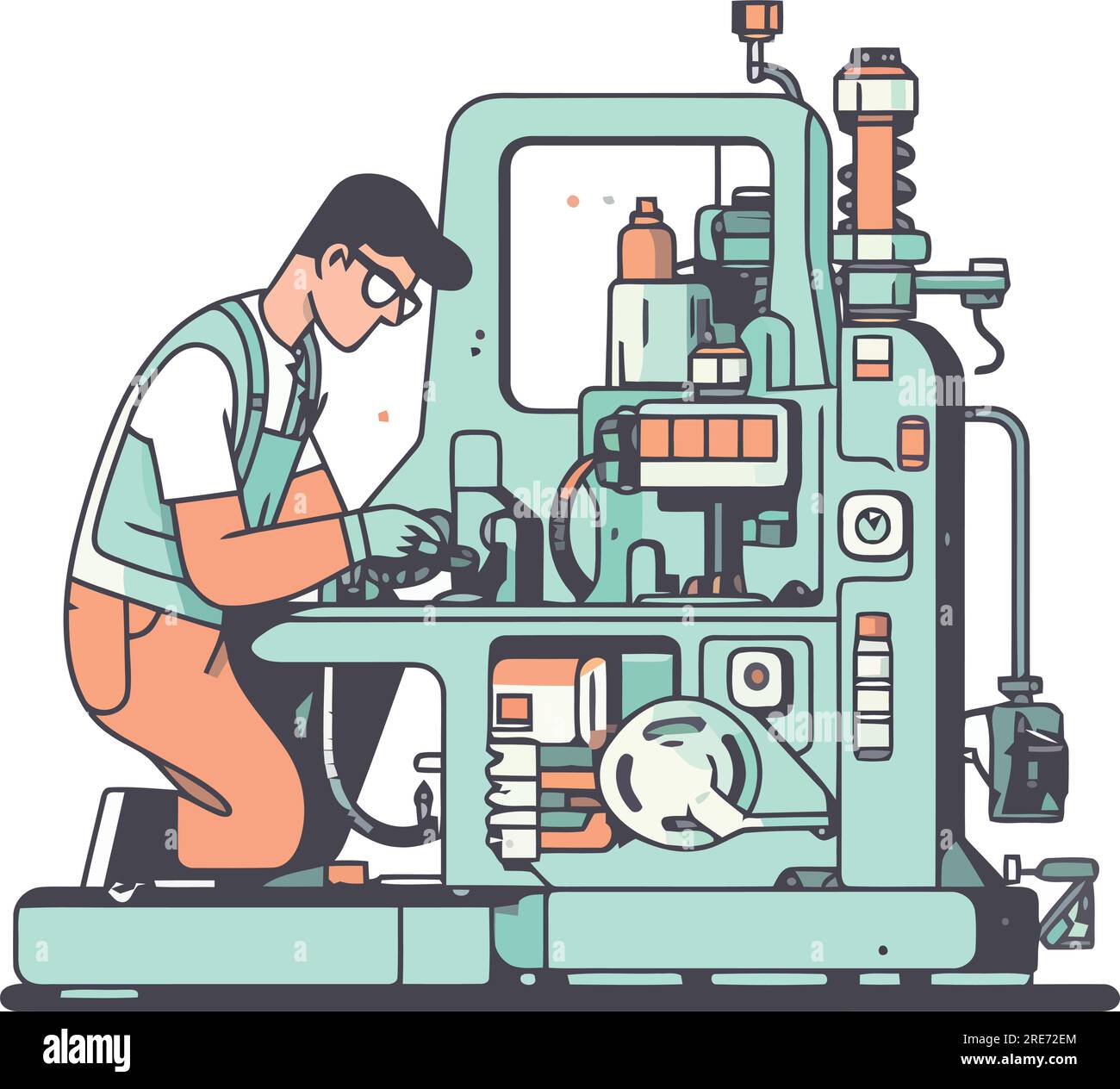 worker repair machinery over white Stock Vector Image & Art - Alamy