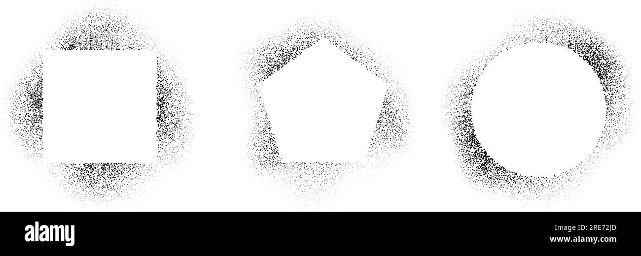 Square, circle and pentagon frames set with spray stencil effect ...