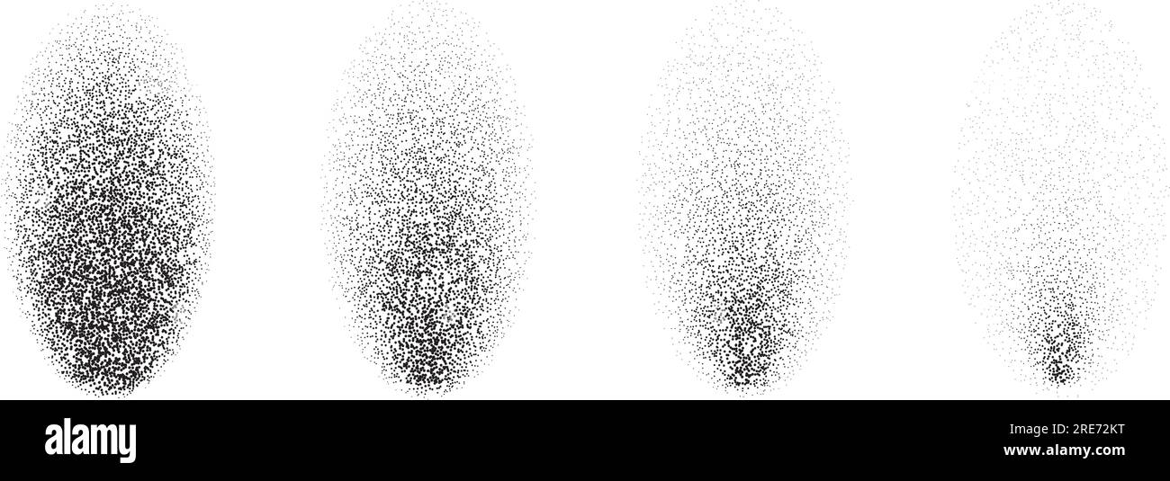 Set of textured gradient shadows. Fading stipple elliptic design ...