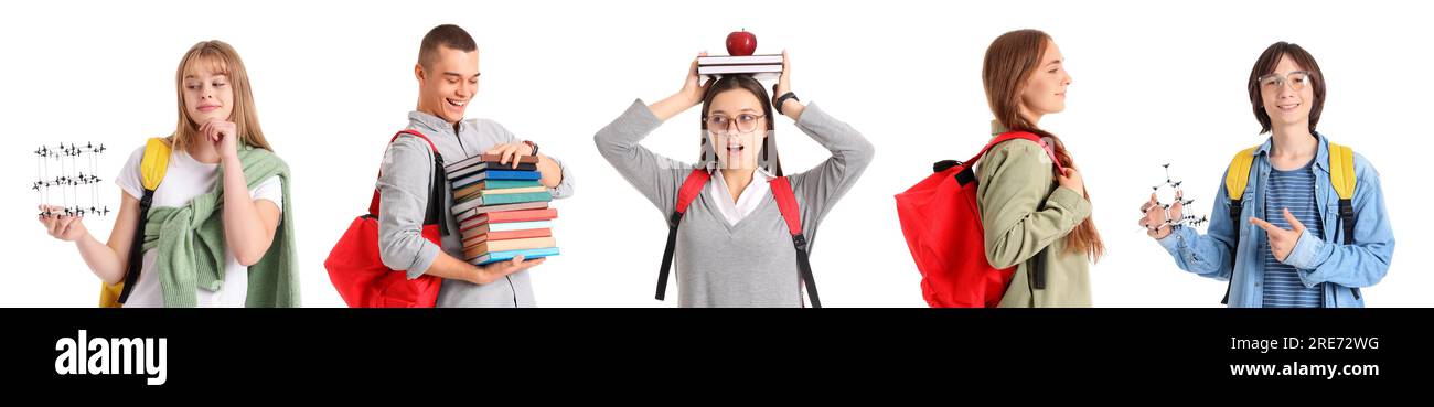 Collage of students on white background Stock Photo - Alamy