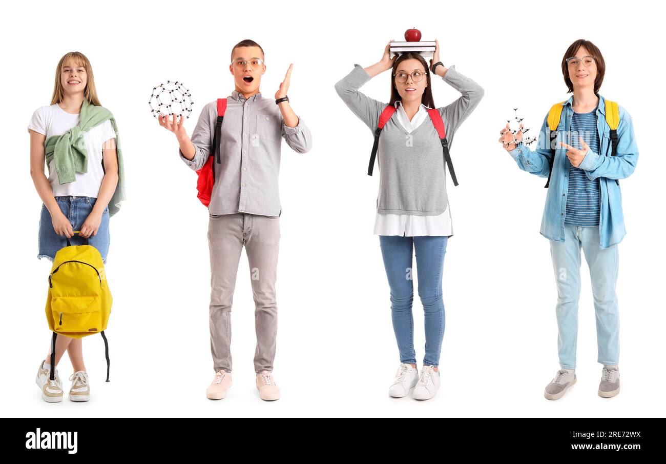 Collage of students on white background Stock Photo - Alamy