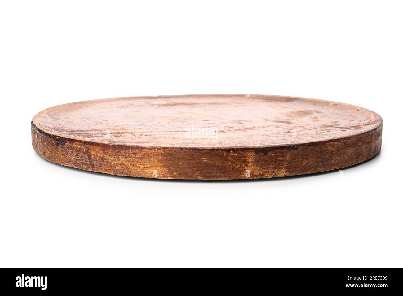 Round wooden board on white background Stock Photo - Alamy