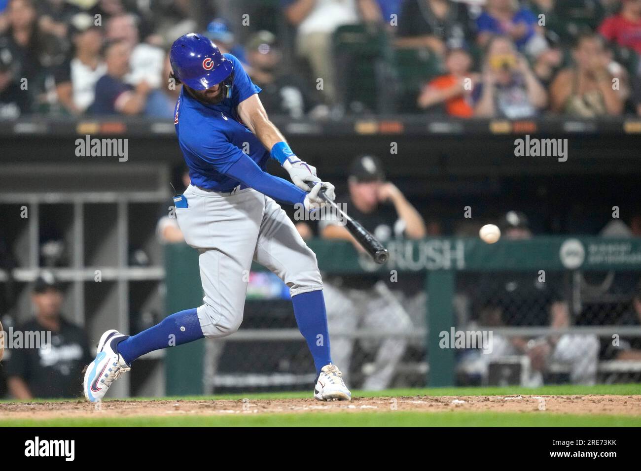 Chicago Cubs' Dansby Swanson hits an RBI single off Chicago White Sox ...