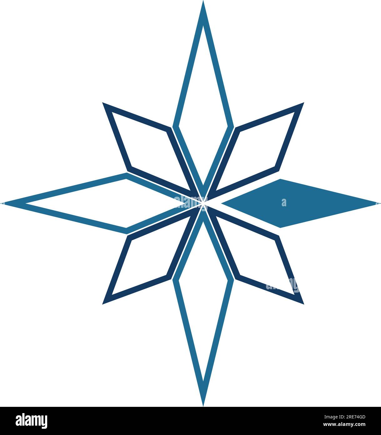 A compass rose in outline with a direction point in solid Stock Vector ...