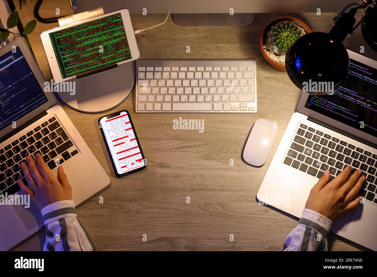 Closeup hands working laptops in hi-res stock photography and images ...