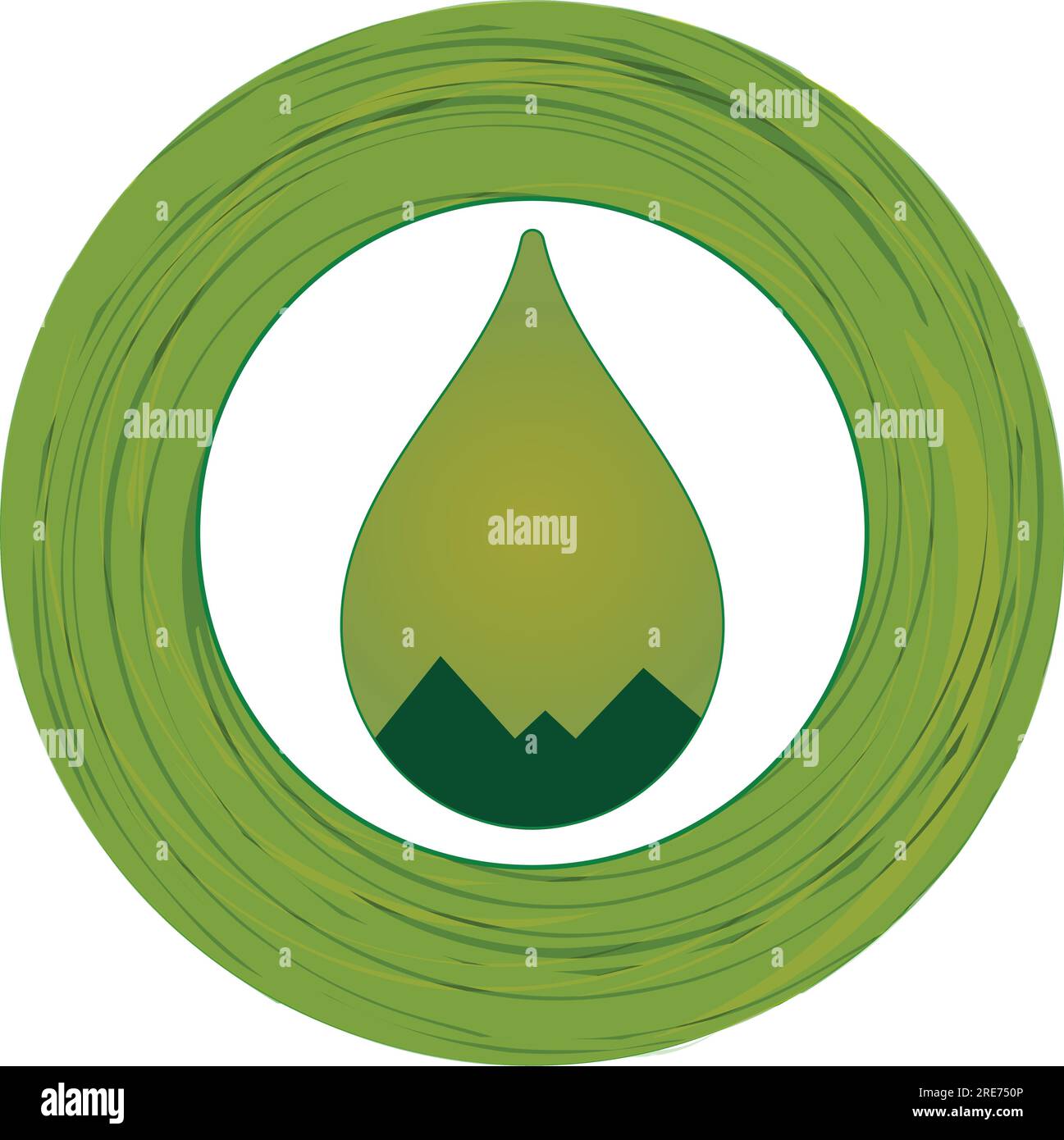 Green oil droplet with mountains inside a green ring Stock Vector Image ...