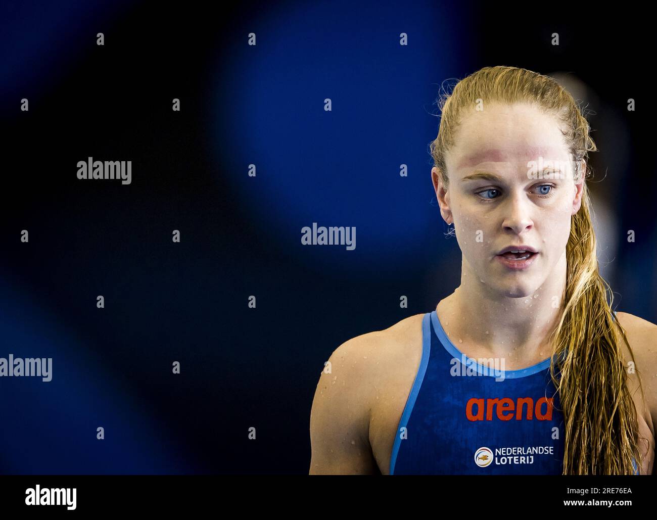 FUKUOKA - 26/07/2023, Maaike de Waard after the 50 meters back for ...
