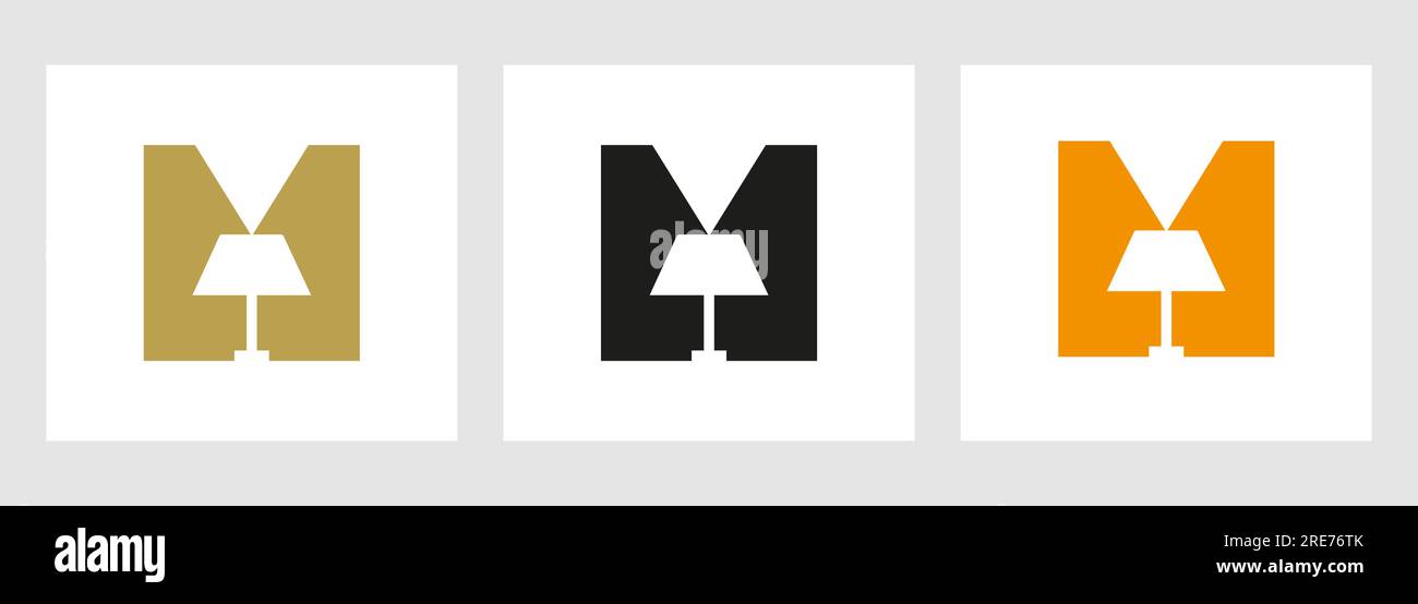 Lamp Logo On Letter M. Lamp Symbol Vector Template Stock Vector Image ...