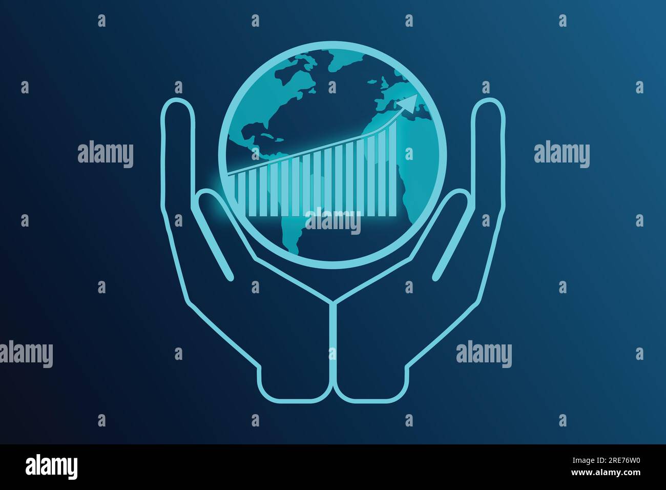 Hands holding a Business graph chart of stock market investment trading ...