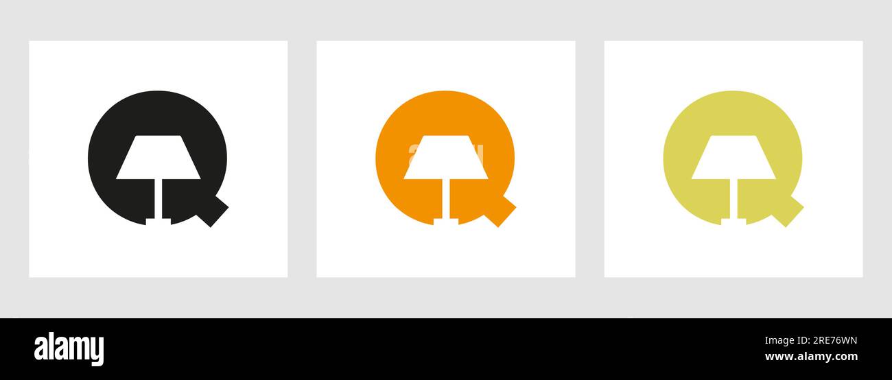 Lamp Logo On Letter Q. Lamp Symbol Vector Template Stock Vector Image ...