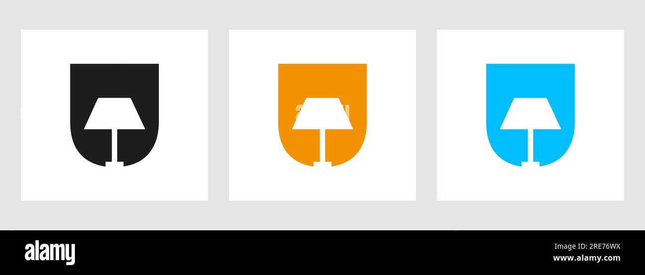 Lamp Logo On Letter U. Lamp Symbol Vector Template Stock Vector Image ...