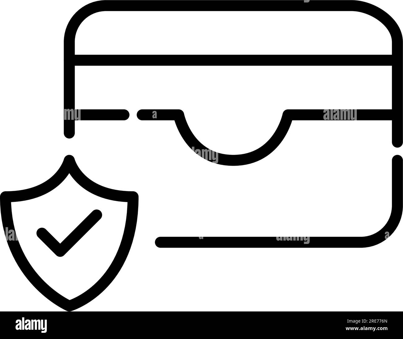 Cardholder with shield protection symbol. Secure financial transactions ...