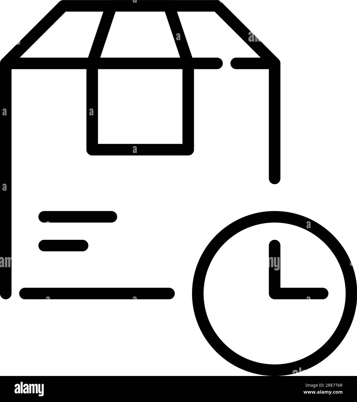 Express delivery. Cardboard box with clock symbol. Pixel perfect ...