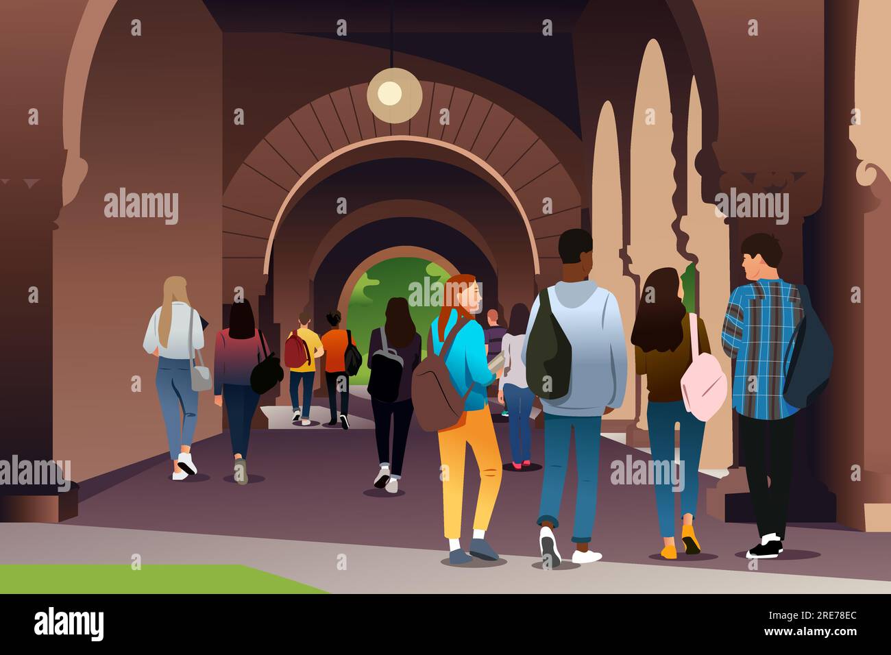 A vector illustration of College Students in Campus Stock Vector Image ...