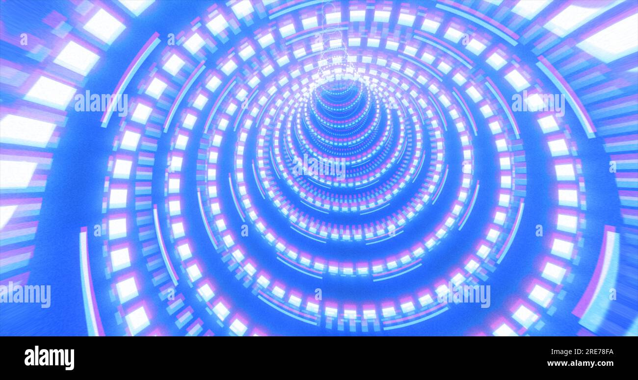 Abstract futuristic blue hi-tech tunnel from energy circles and magic ...