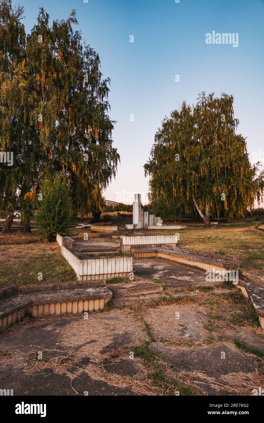 a concrete monument to a Bulgarian revolutionary Nikola Karev, in the ...
