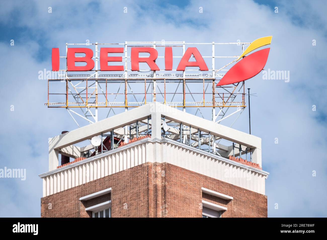 Madrid, Spain. 24th July, 2023. Spanish airline Iberia logo seen in ...