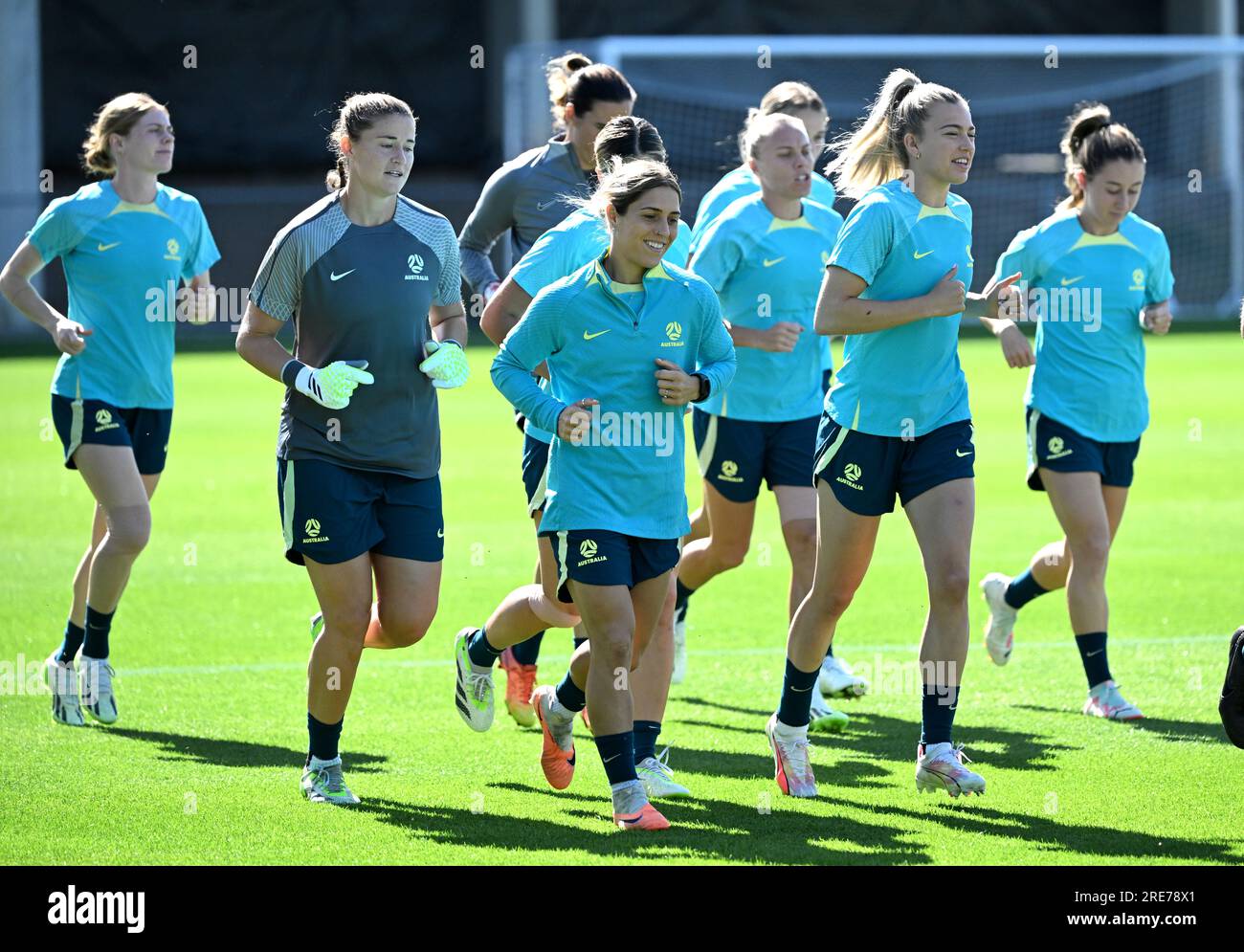Brisbane, Australia. 26th July, 2023. Australian players are seen ...