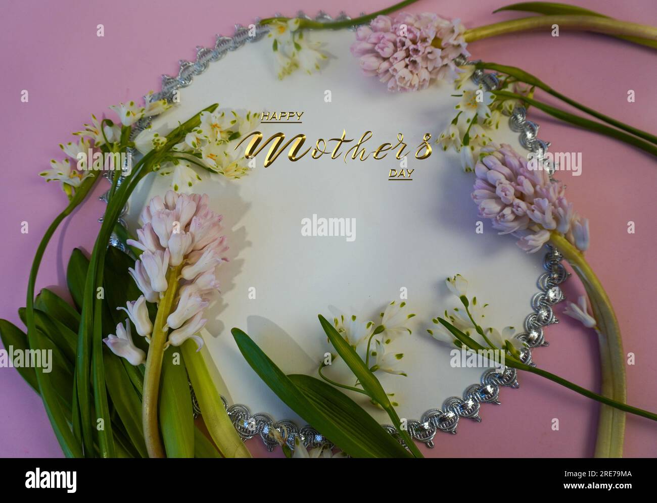 Card, banner, congratulations on Mothers Day , snowdrop flowers and ...