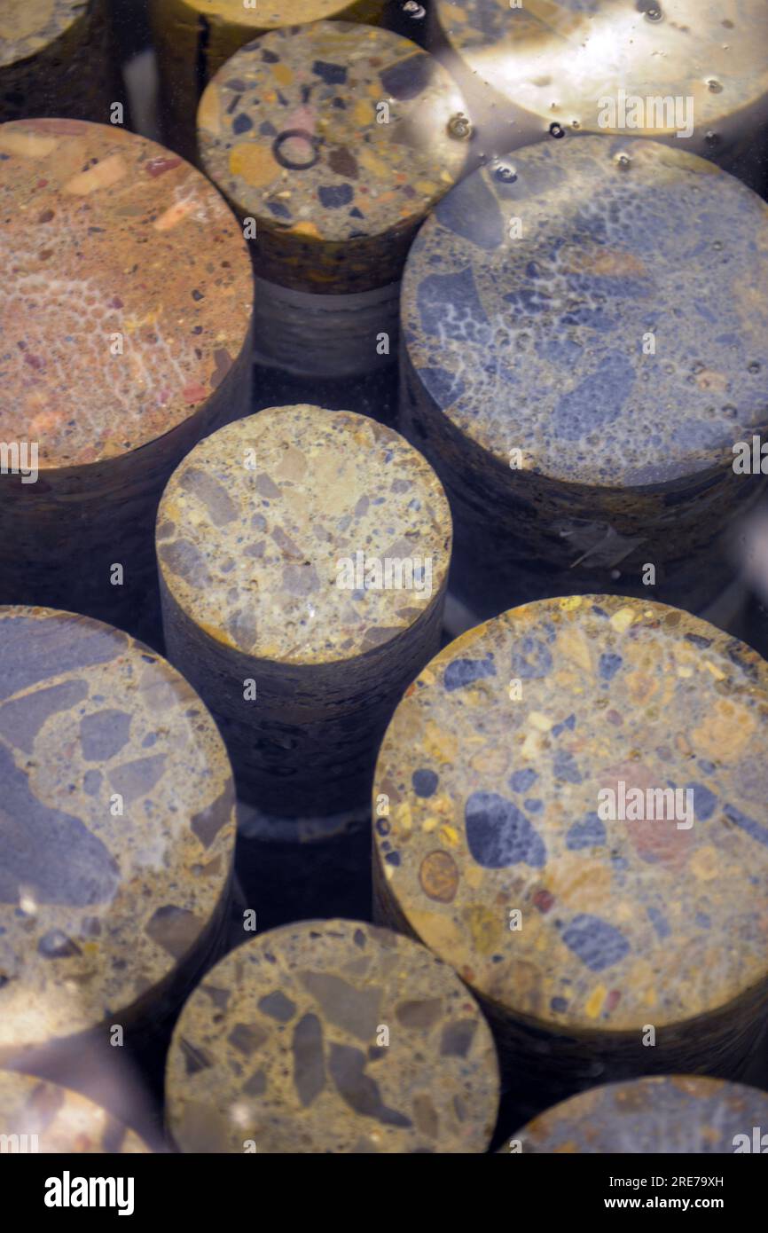 Asphalt samples taken from around the country are ready to be examined ...