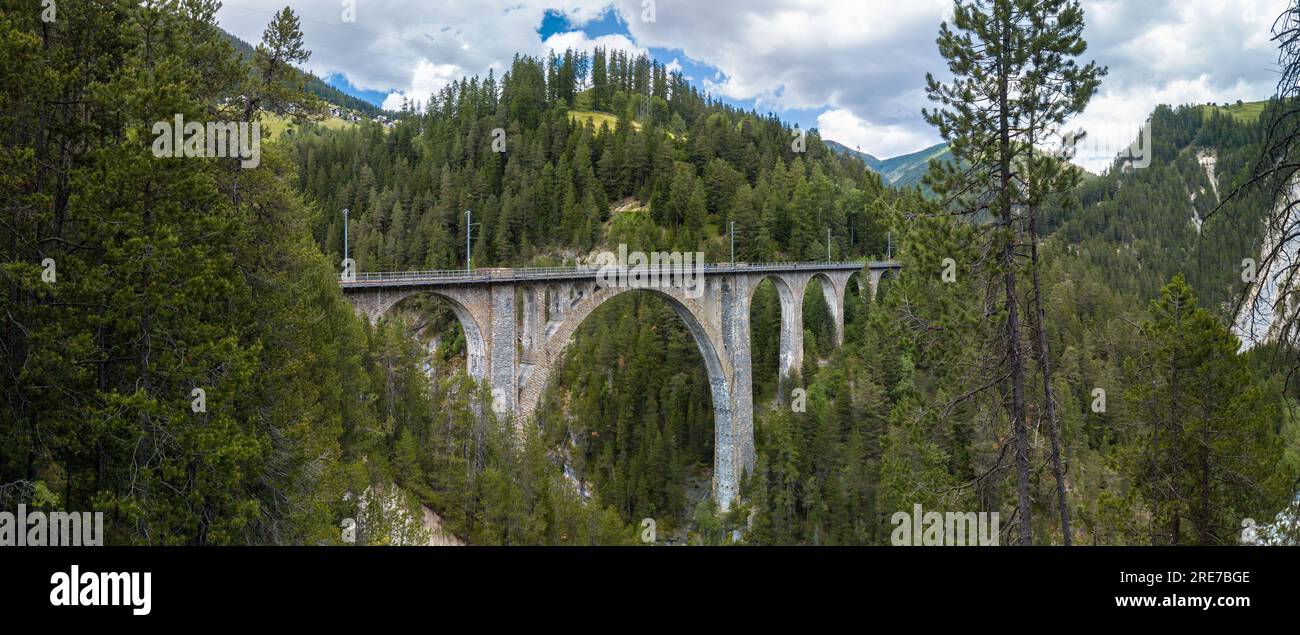 The famous Wiesener viaduct in the Landwasser Valley. It is the highest ...